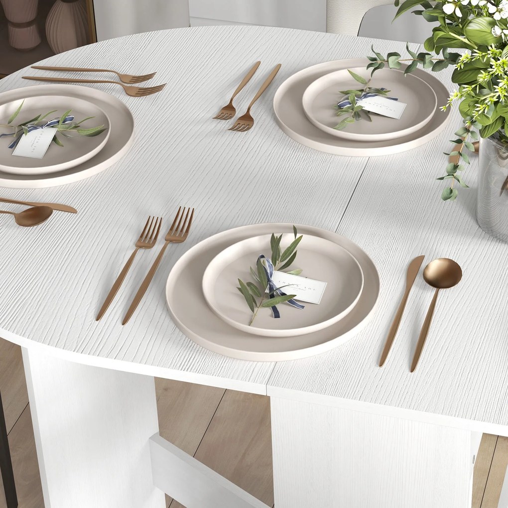 HOMCOM Skládací jídelní stůl oválný kuchyňský stůl s skládacími křídly moderní styl 163x80x75 cm Bílý