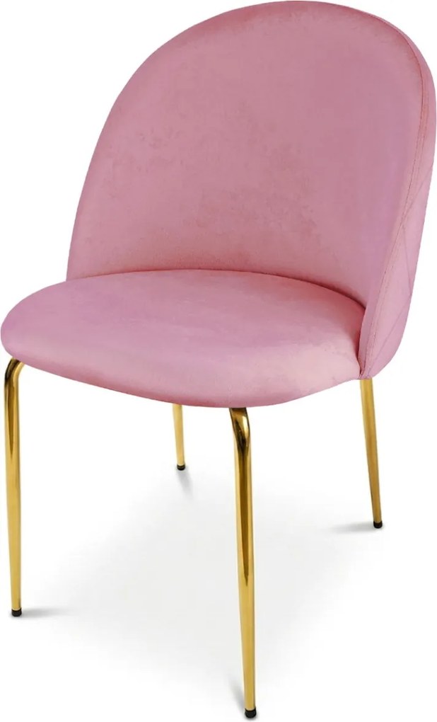 Jídelní židle INCA VELVET se zlatými nohami, růžová