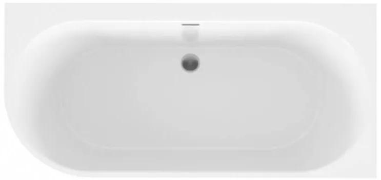 Polimat Akrylátová volně stojící vana ke stěně Sola 160x75 P/L Barva: Bílá/černá lesk, Rozměry (cm): 160x75, Orientace: Levá