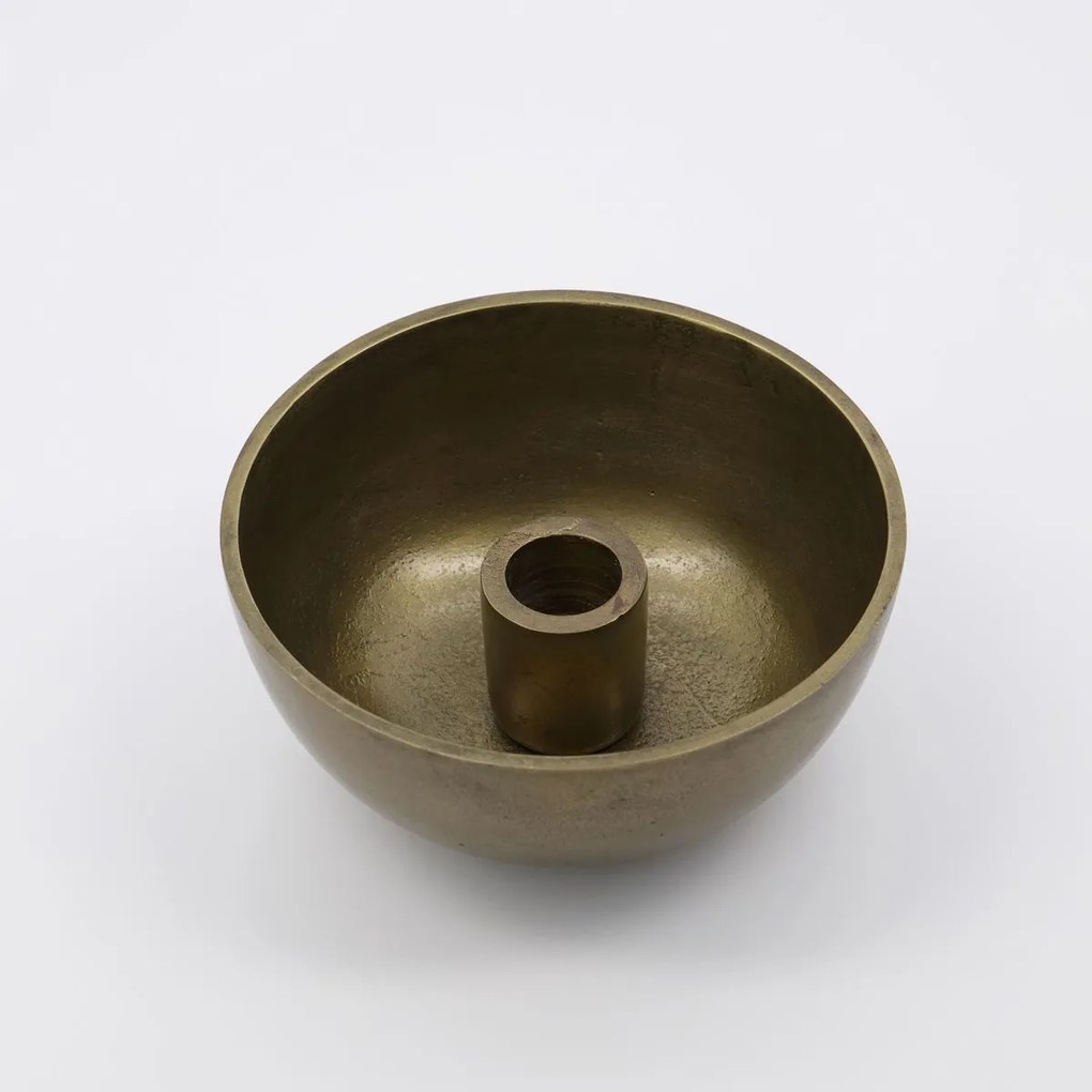 House Doctor Kovový svícen Crown Antique Brass ⌀ 12,5 cm, měděná barva, zlatá barva
