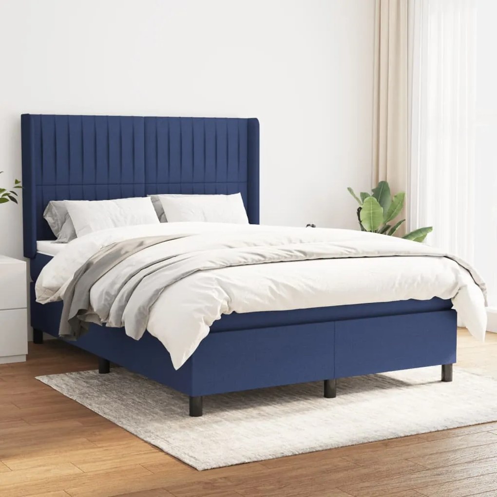 Box spring postel s matrací modrá 140x190 cm textil,  3131591