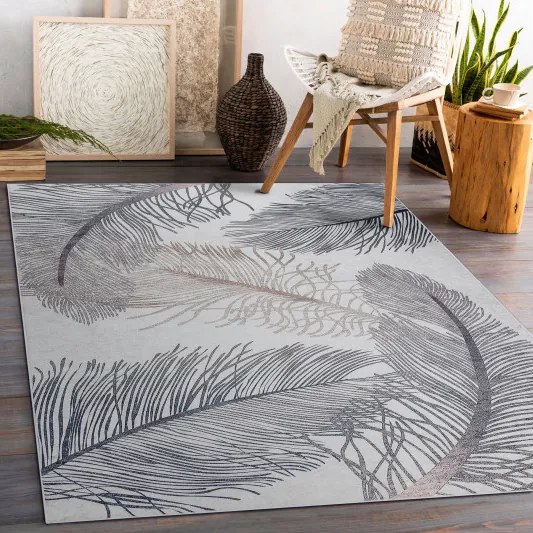 Dywany Łuszczów, AKCE: 💧🛡️120x170 cm Kusový koberec ANDRE Feathers 1147 + aplikovaná impregnace, šedá, chodba / předsíň