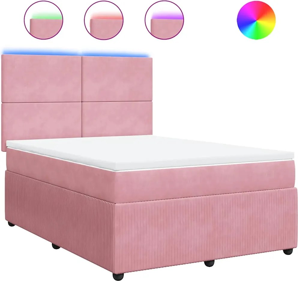 Box spring postel s matrací růžová 140x200 cm samet 3294657