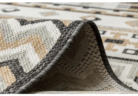 koberec SISAL COOPER Aztécký, Etno, Cikcak 22218 ecru / černý velikost 140x190 cm | krásné koberce cz