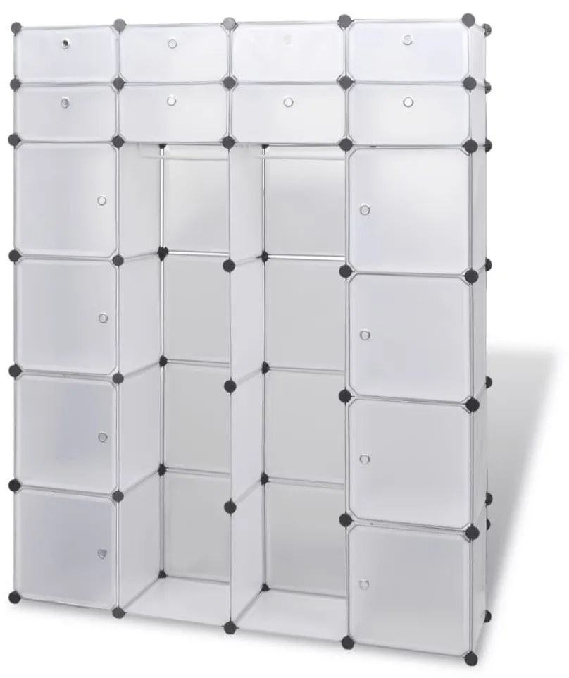 Modulární skříň s 18 přihrádkami bílá 37 x 146 x 180,5 cm 240502