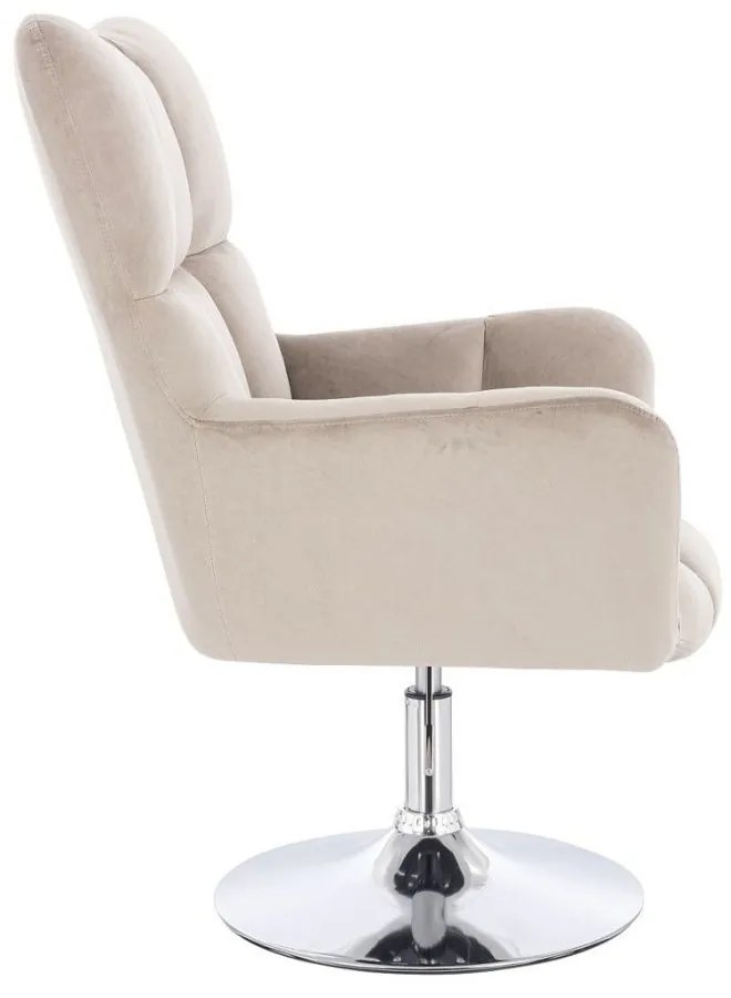 LuxuryForm DESIGN Otočné křeslo AURORA VELUR na stříbrném talíři - latte