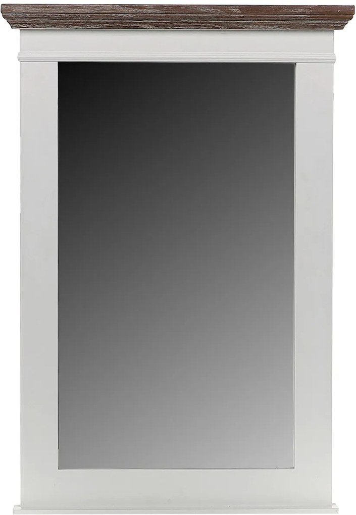 Dřevěné zrcadlo - bílé (81,5x55 cm)  provensálský stylu