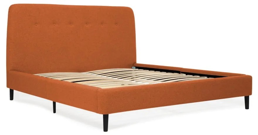 Oranžová dvoulůžková postel s černými nohami Vivonita Mae, 140 x 200 cm