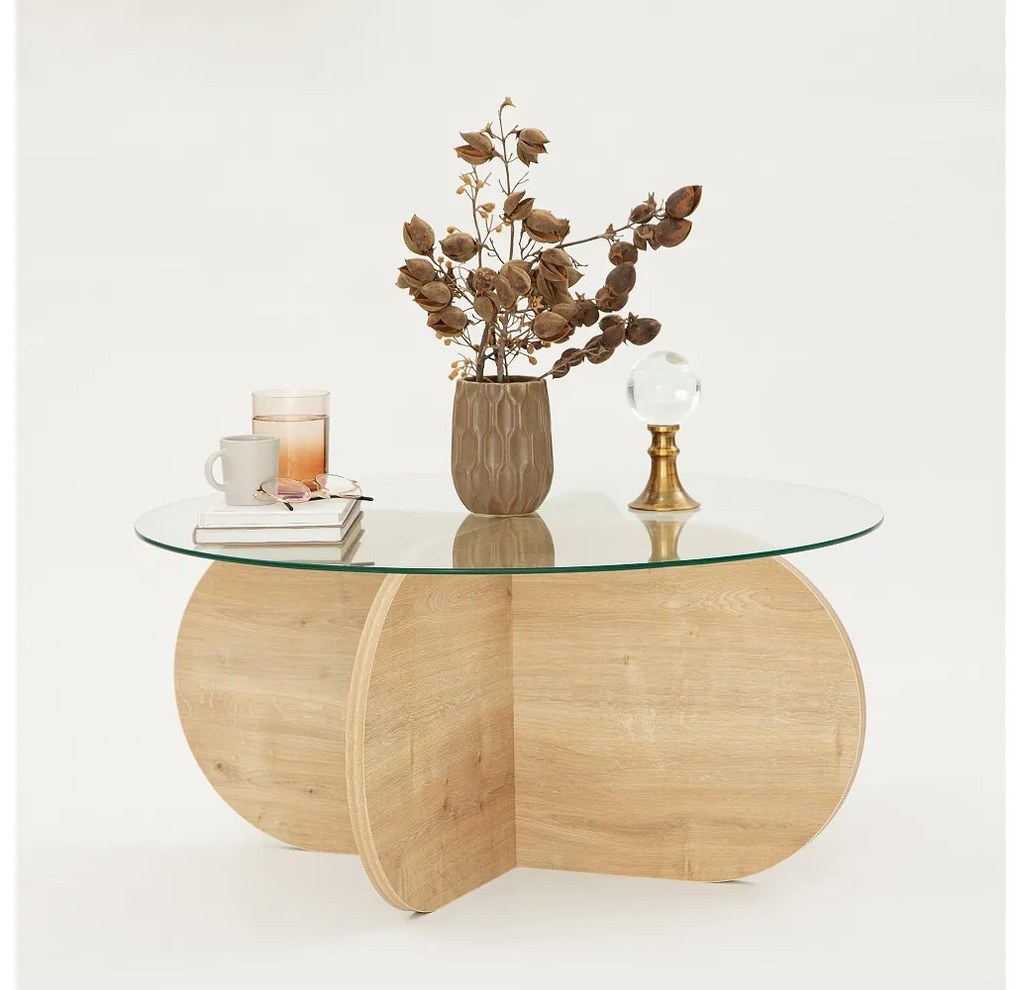 Designový konferenční stolek Jameela 75 cm vzor safírový dub