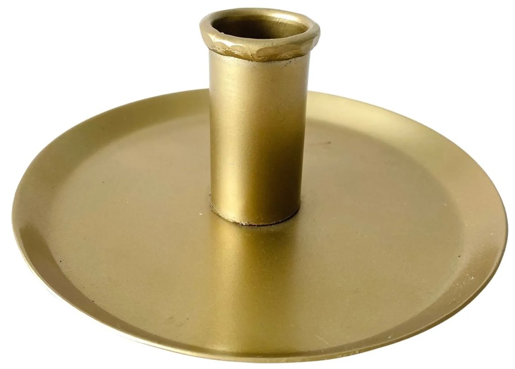 MADAM STOLTZ Svícen Antique Brass 15 cm, měděná barva, kov