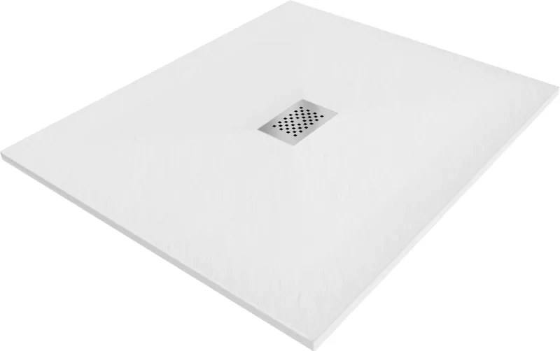 Mexen Hugo, obdélníková sprchová vanička SMC 120 x 100 cm, bílá, ocelová krytka, 42101012-X