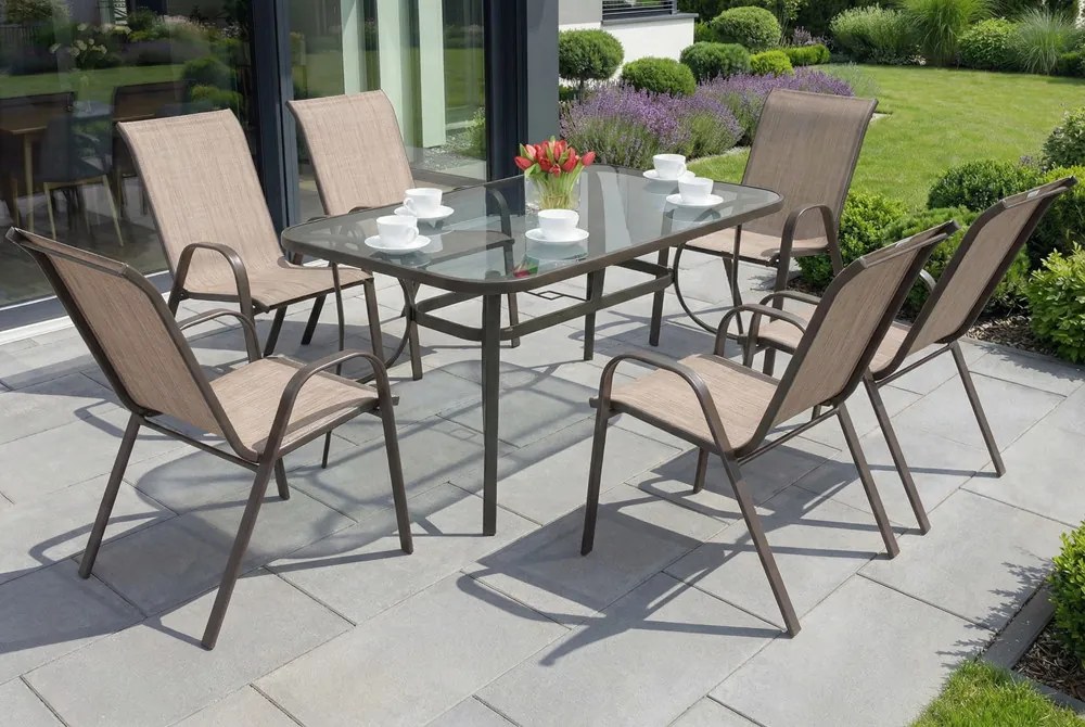 Modena Hnědý ocelový jídelní set pro 6 osob Garden Point