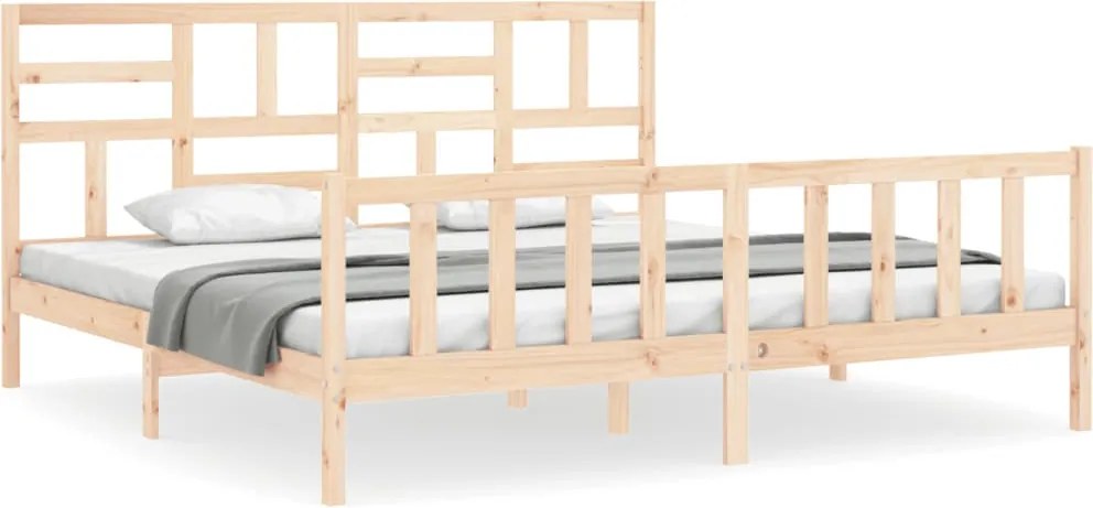 Rám postele s čelem Super King Size masivní dřevo 3193091