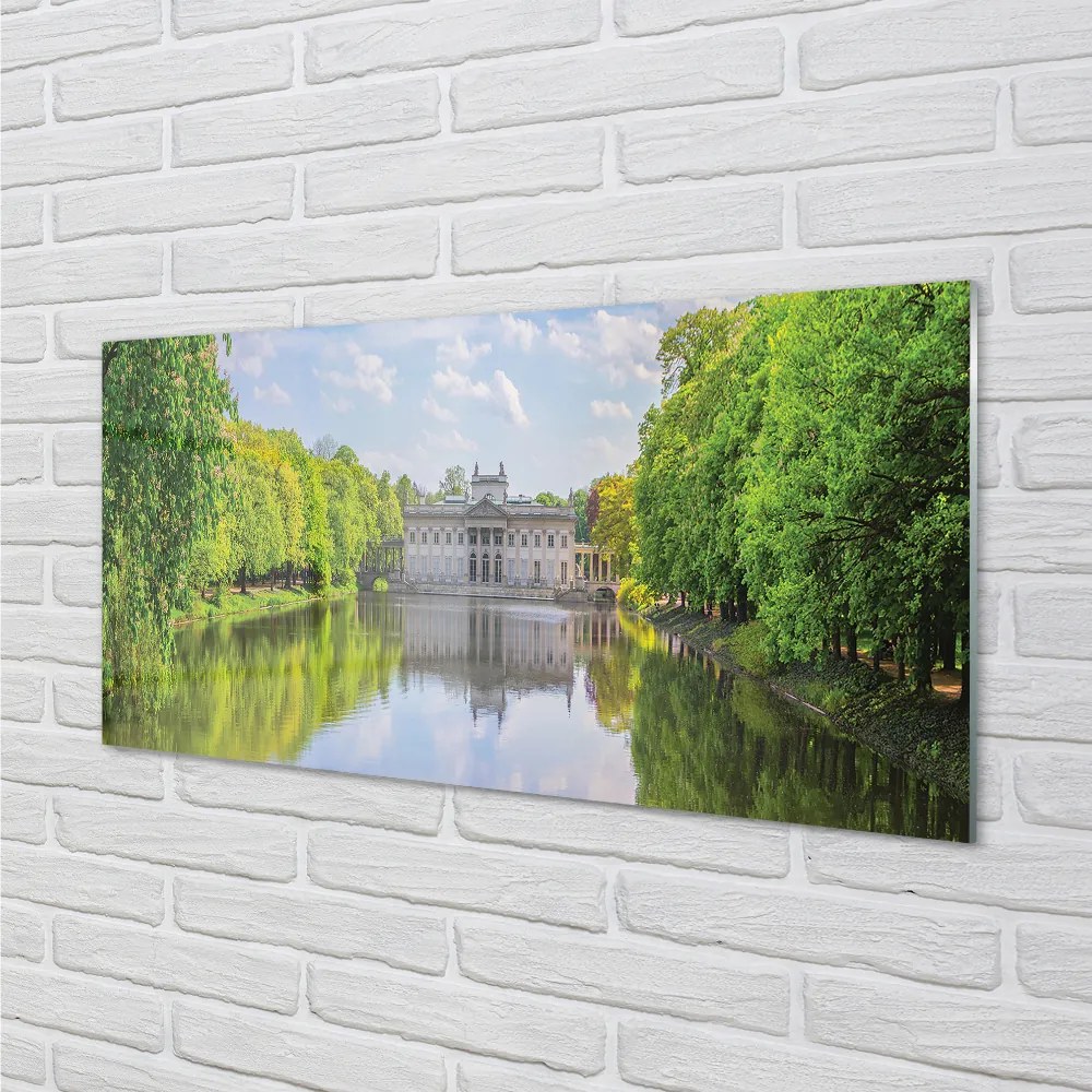 akrylový obraz Varšavský Palác lesního jezera 100x50 cm