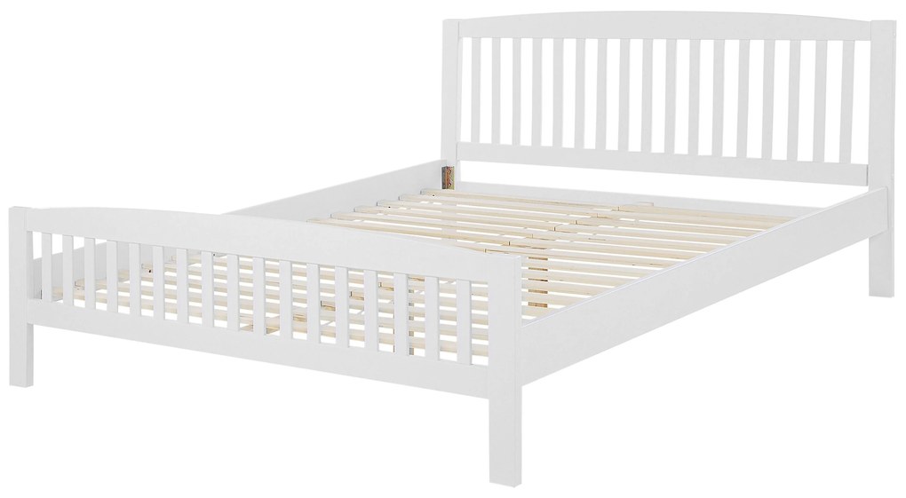Klasická bílá dřevěná manželská postel 160x200 cm CASTRES Beliani