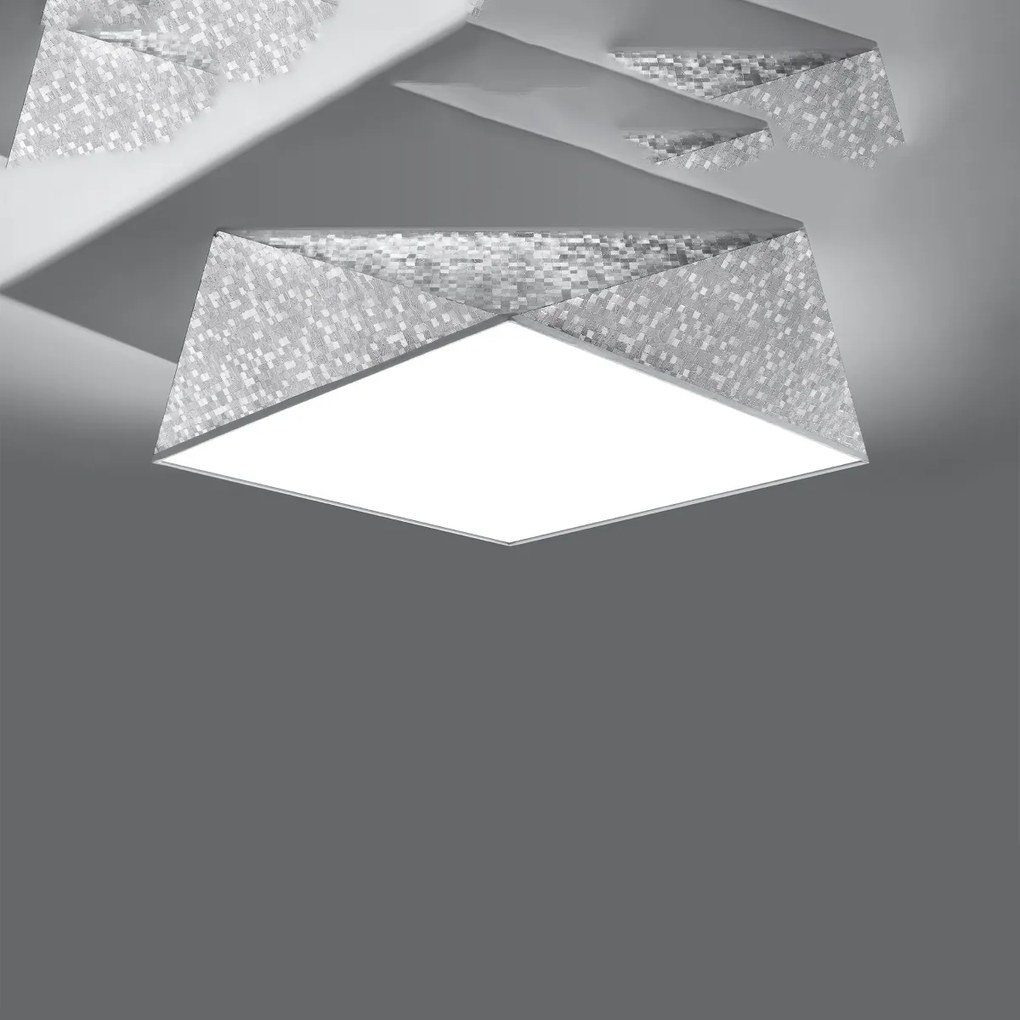 Stropní svítidlo Hexa, 1x šedé plastové stínítko, (bílý plast), (fi 45 cm)