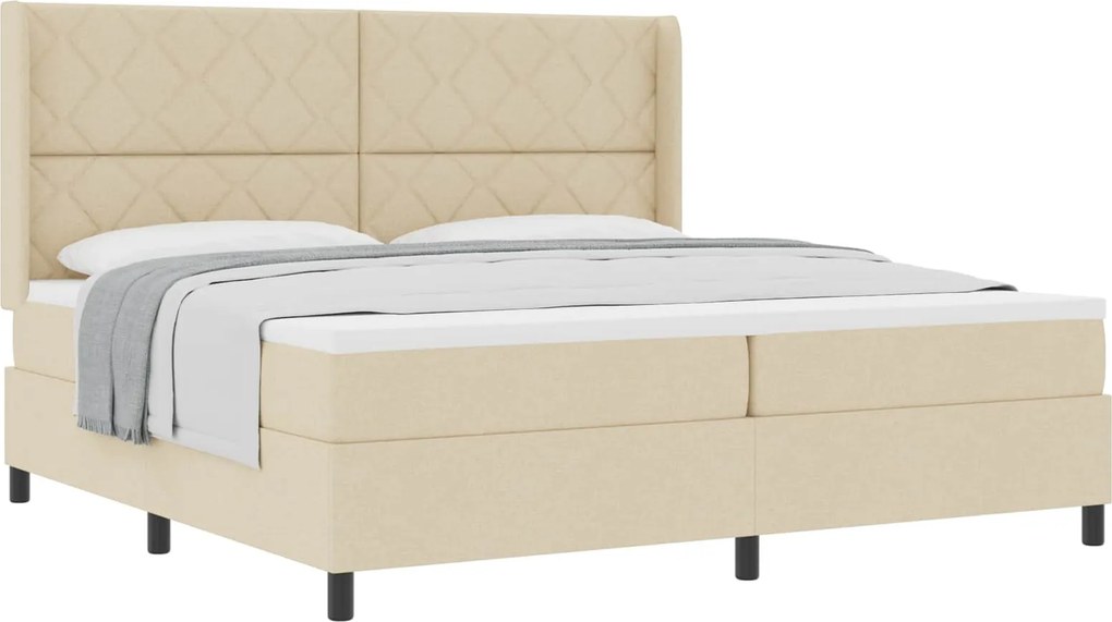 Postel s boxspringem s polštářem Krémová 200 x 200 cm textil 3341733