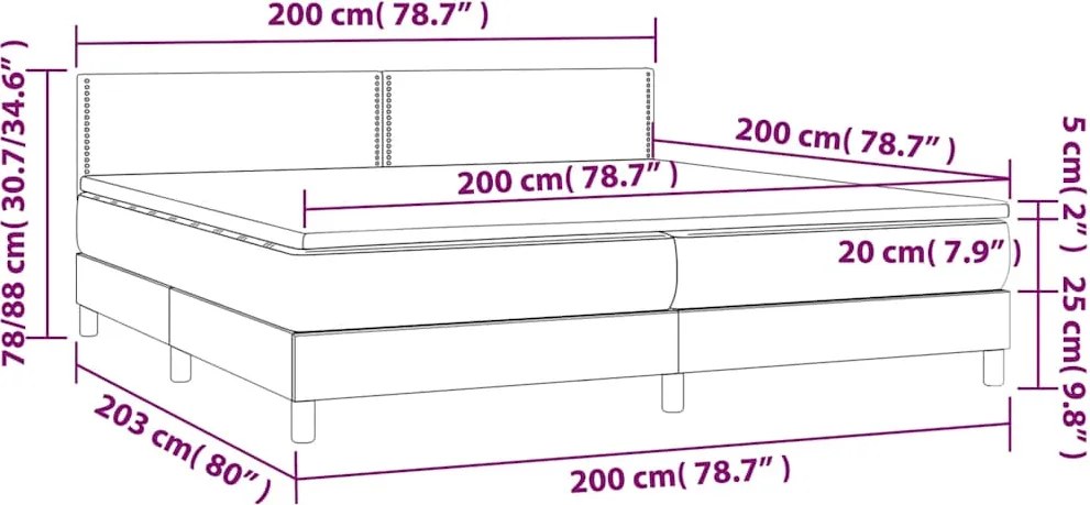 Box spring postel s matrací černá 200x200 cm samet 3141265