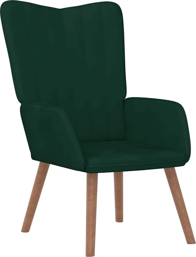 Relaxační křeslo tmavě zelené samet 327657