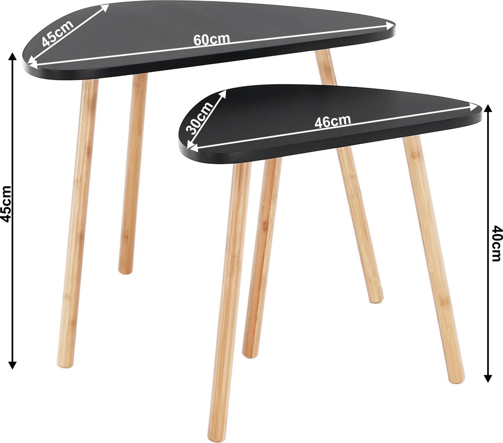 Konferenční stolky, set 2 ks, černá / přírodní, GOREJ