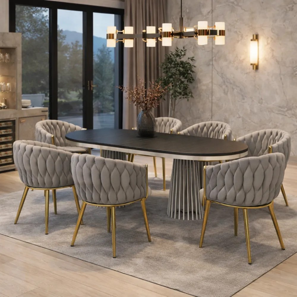Jídelní křeslo, šedohnědá Taupe Velvet látka/gold chrom zlatý, DEILA