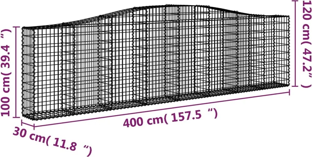 Klenuté gabionové koše 5 ks 400x30x100/120cm pozinkované železo 3145829
