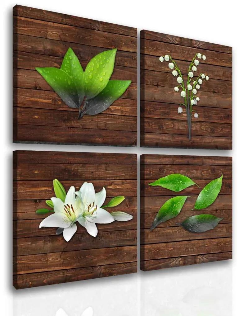 Obraz květiny na dřevě (60x60 cm) - InSmile ®