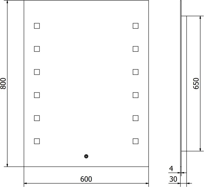 Mexen Ner, LED koupelnové zrcadlo s podsvícením 60x80 cm, 6000K, ochrana proti zamlžování, 9809-060-080-611-00