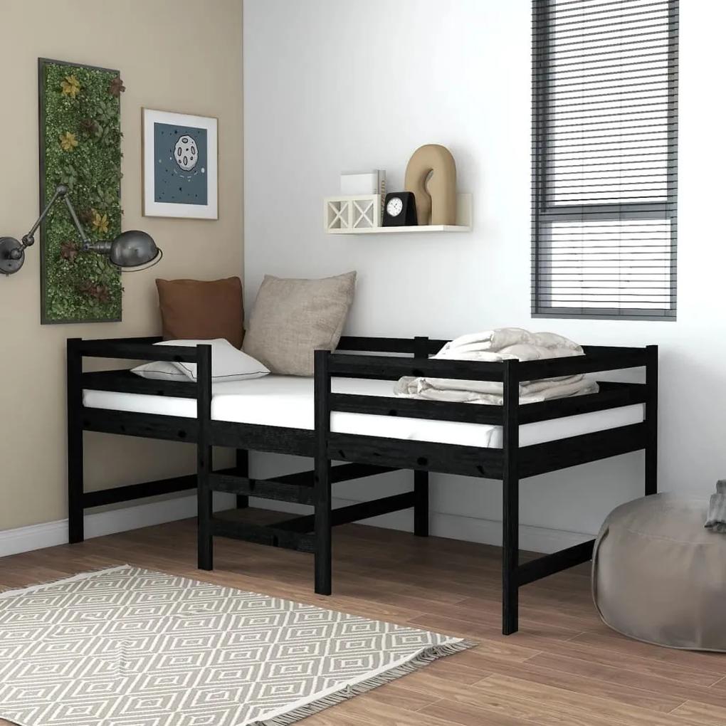 vidaXL Středně vysoká postel masivní borové dřevo 90 x 200 cm [806979] Barva: Černá