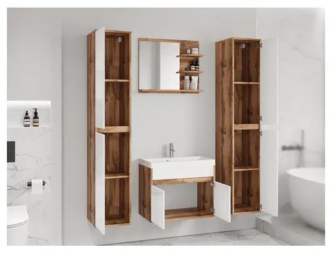 Koupelnový nábytek Garmuzo XL, Barva: wotan / wotan + bílý lesk, Sifon k umyvadlu: ne, Baterie: Maro Blo 020M