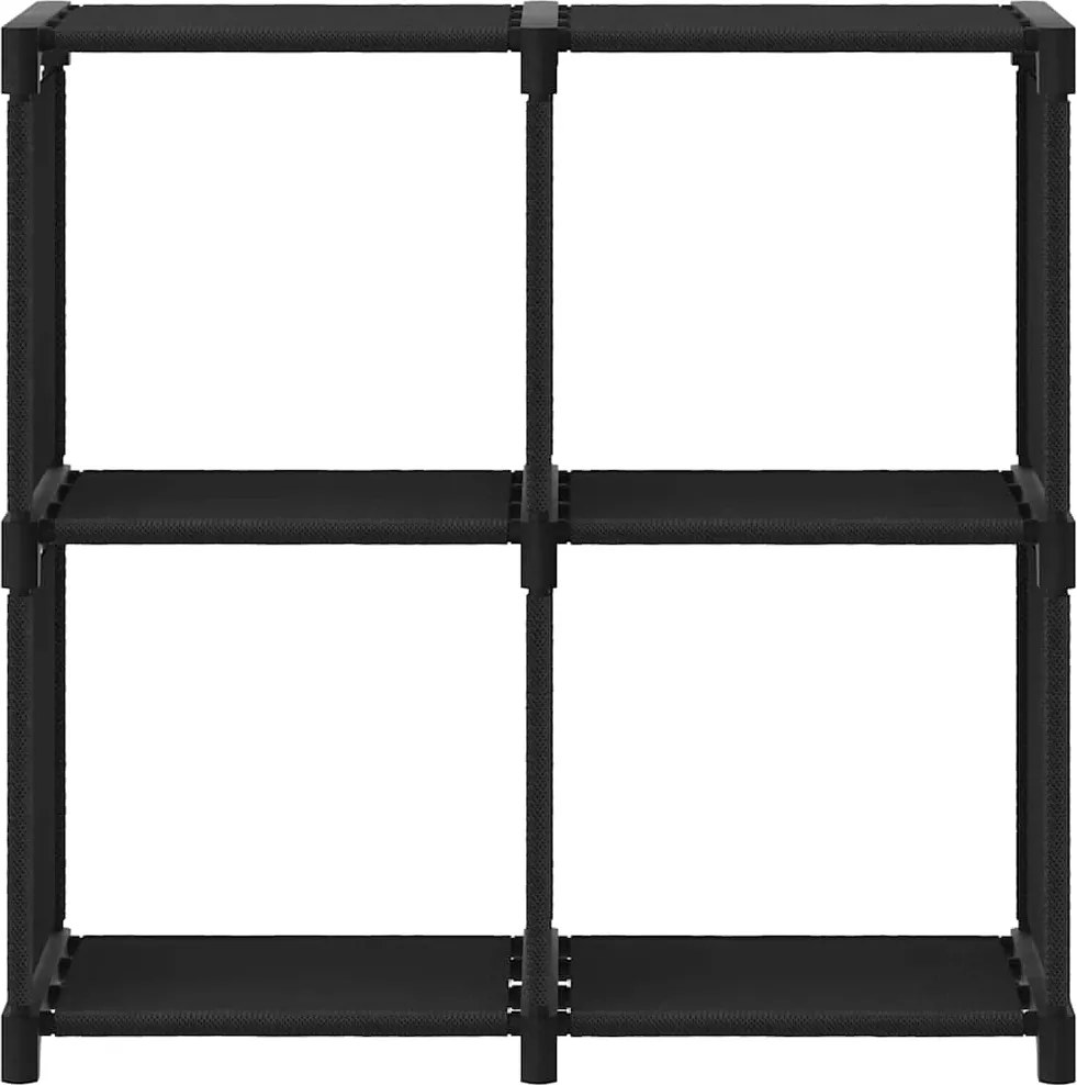 Výstavní police se 4 přihrádkami černá 69 x 30 x 72,5 cm textil 322598