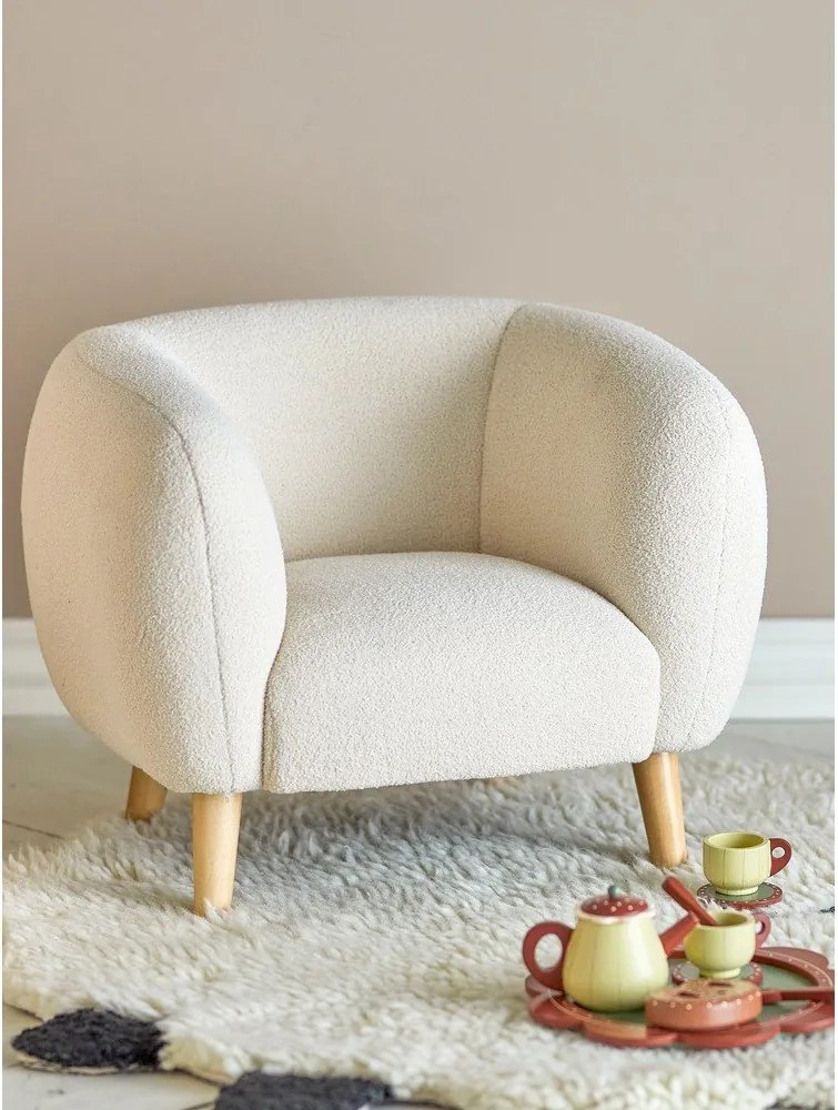 Bílé dětské křesílko z textilie bouclé Cade – Bloomingville Mini