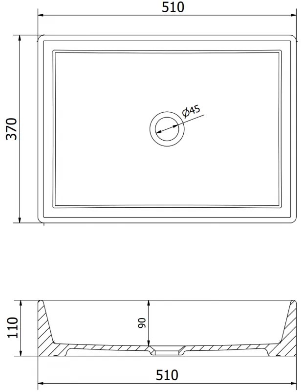 Mexen Goya, umyvadlo na desku 51 x 37 cm, světle šedá matná, 22185061