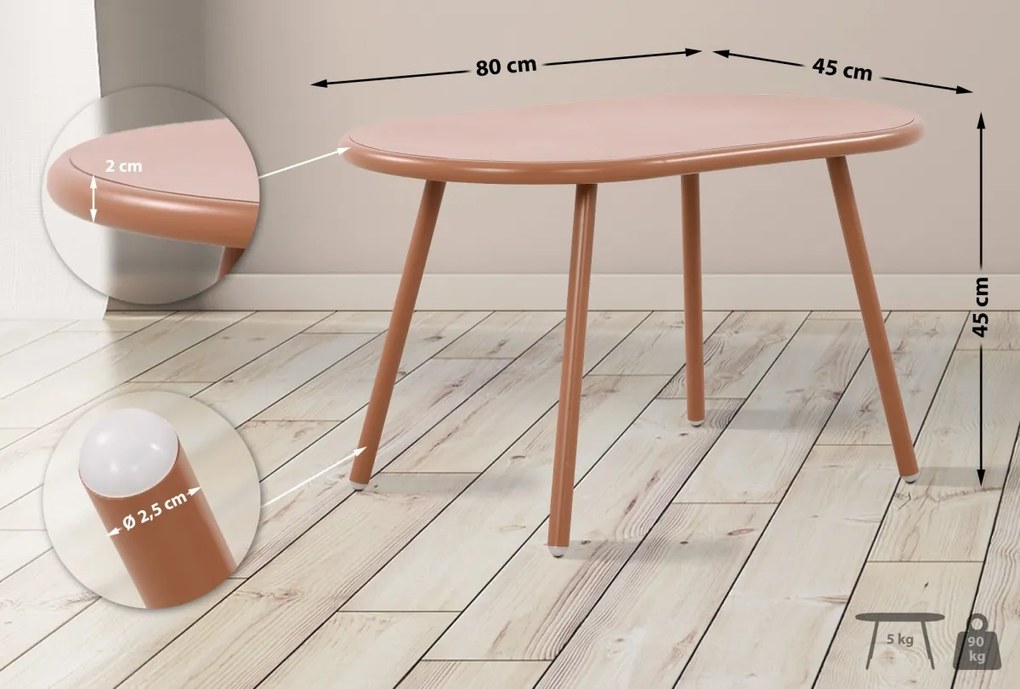 Konferenční stolek Velva - v45 x 80 x 45 cm - Terracotta