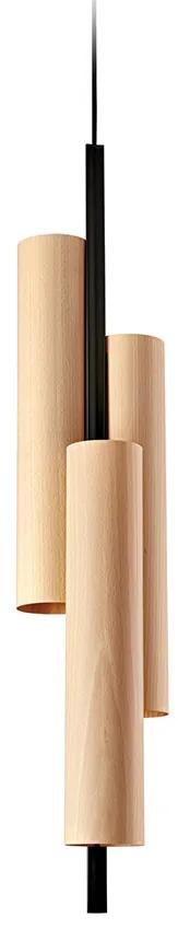 Svěšené minimalistické svítidlo ze dřeva a kovu Black Note Triplet  Svěšené minimalistické svítidlo ze dřeva a kovu Black Note Triplet Barva svítidla:…
