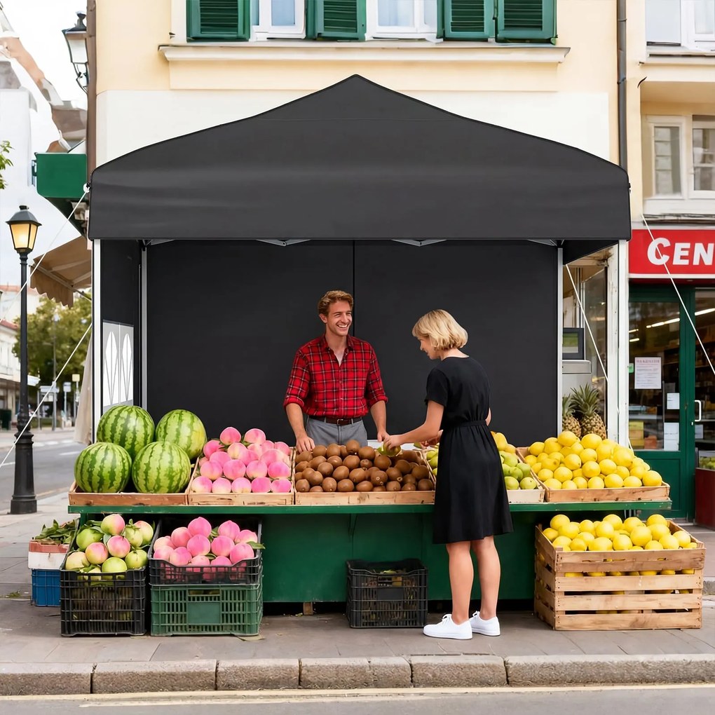 Costway Pop Up Pavilion Skládací zahradní altánek s odnímatelnými – černý