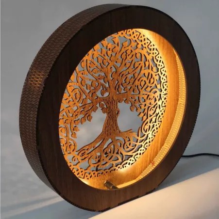 Dřevěná lampa Strom života – keltský design, ruční výroba| SENTOP LED0596