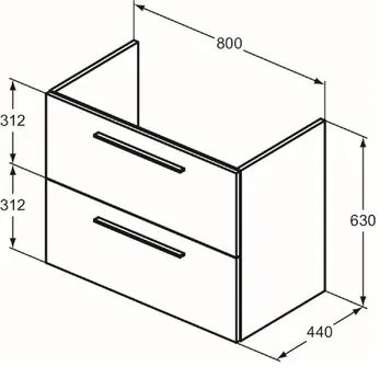 Ideal Standard i.Life A Skříňka pod umyvadlo 80 cm, 2 zásuvky, písková matná T5256NF