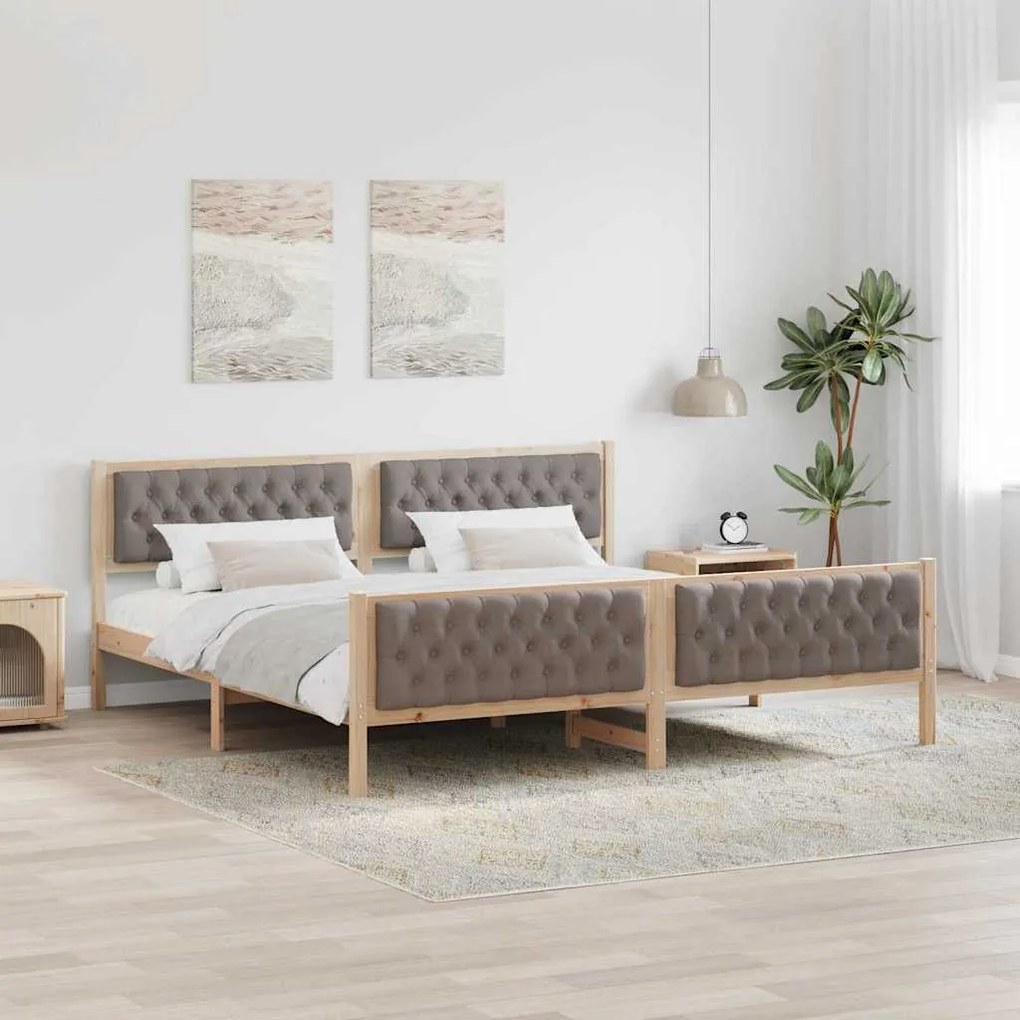 Rám postele s čelo Taupe 200 x 200 cm Masivní borové dřevo 3394271