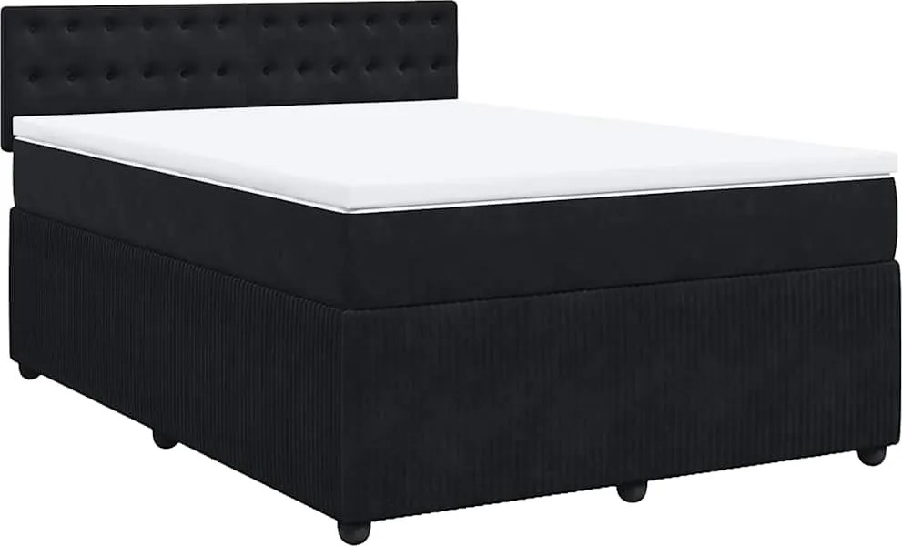 Box spring postel s matrací černá 140 x 190 cm samet 3290048