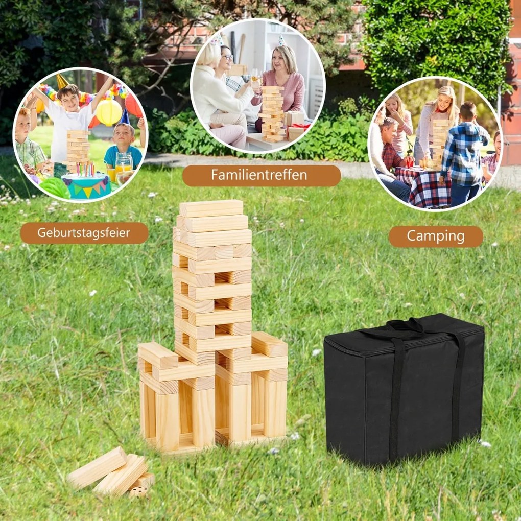 Costway 54 Bloky z borovicového dřeva Darn tower game stavebnice hra