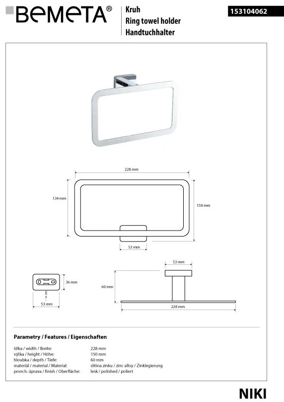 Bemeta Design NIKI: Držák ručníků, kruhový - 153104062