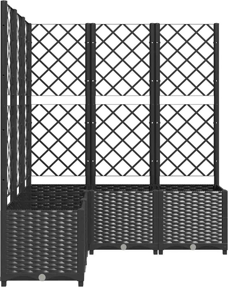 Zahradní truhlík s treláží černý 120 x 120 x 136 cm PP 318277