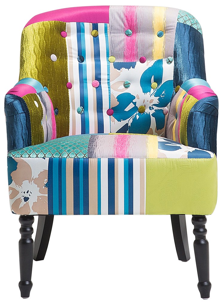 Modré patchwork čalouněné křeslo Chesterfield MANDAL Beliani