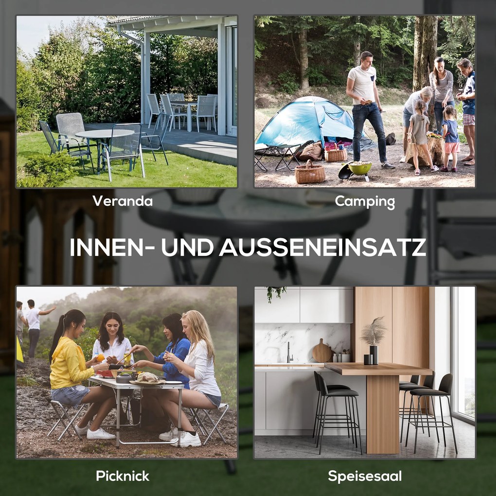 Klappbarer Beistelltisch, Outdoor-Klapptisch, mit Tischplatte aus gehärtetem Glas, für Terrasse, 45 x 45 x 50 cm, Weiß