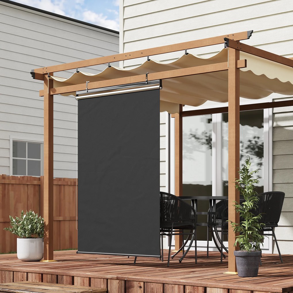 Vertikální markýza Outsunny, 124 x 222 cm, balkónová zástěna s ochranou proti slunci, balkónová roleta s háčky, zástěna pro altán, polyester | Aosom