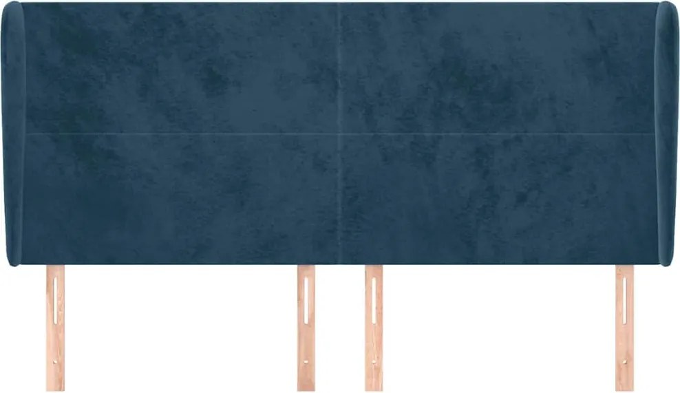 Čelo postele typu ušák tmavě modrá 163x23x118/128 cm samet 3117734