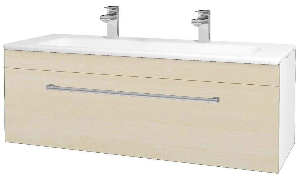 Dřevojas Koupelnová skříň ASTON SZZ 120 Varianta: N01 Bílá lesk / Úchytka T03 / D04 Dub