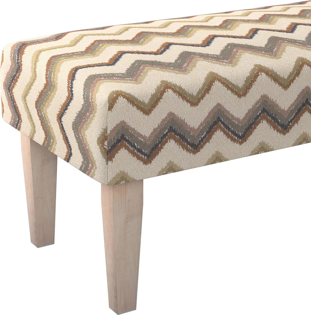 Dlouhá lavička 100x40cm barva béžová látka pletený vzor, vzorované