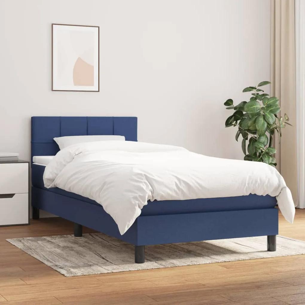 Box spring postel s matrací modrá 90x190 cm textil,  3140023
